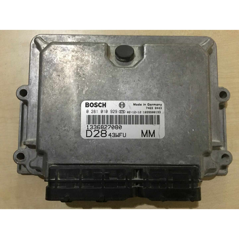 ECU BOSCH EDC15C7-2.22 0281010929 FIAT DUCATO II 2.8 JTD 93KW 126HP 1336827080 - WITH DISABLED ...