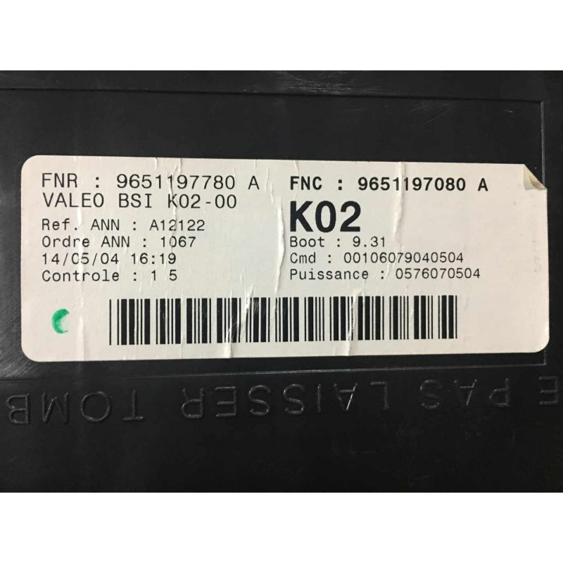 BSI K02-00 VALEO A12122 PSA 9651197080A 9651197780A