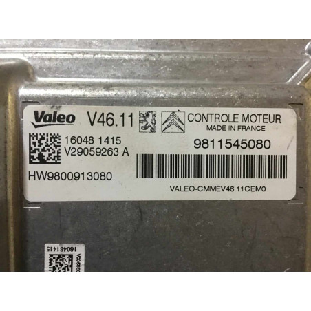 ECU MOTOR VALEO V46.11 V29059263A PSA HW 9800913080 SW 9811545080