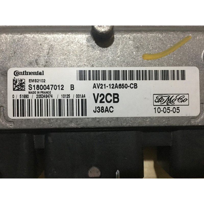 ECU MOTOR CONTINENTAL EMS2102 S180047012B FORD AV21-12A650-CB V2CB