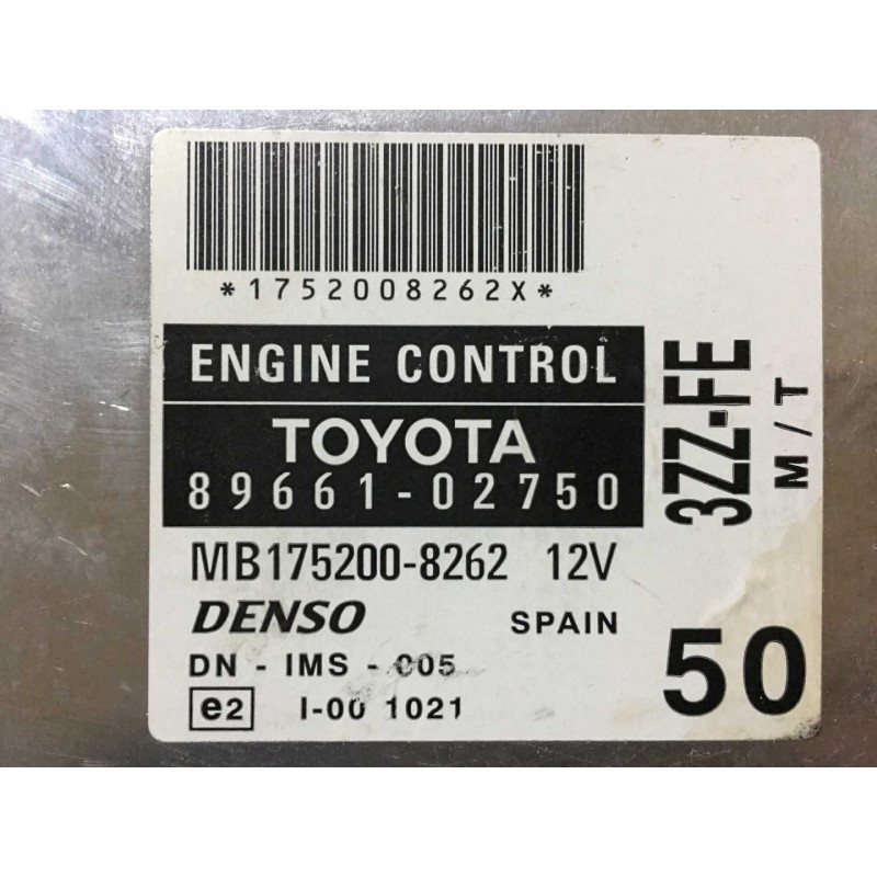 ENGINE ECU DENSO MB175200-8262 TOYOTA 89661-02750