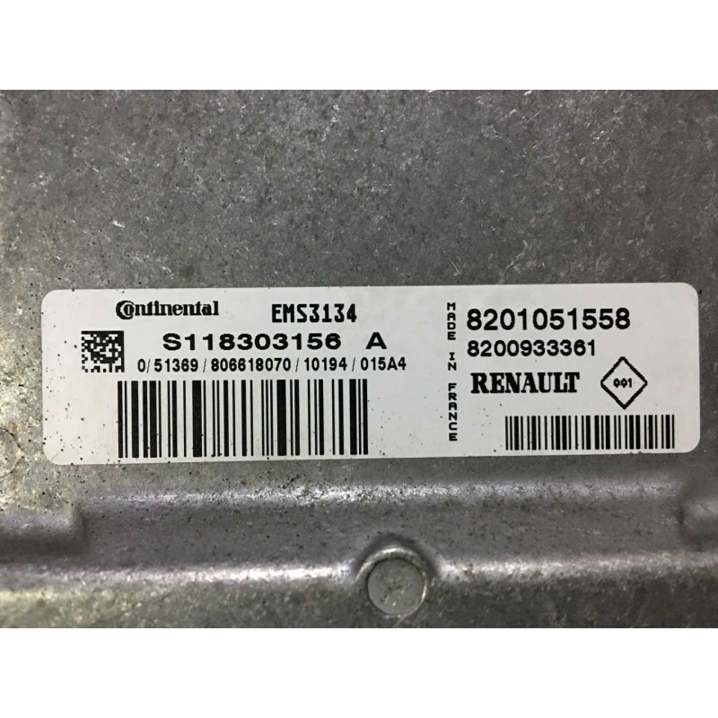 ENGINE ECU CONTINENTAL EMS3134 S118303156A DACIA / RENAULT 8201051558 ...
