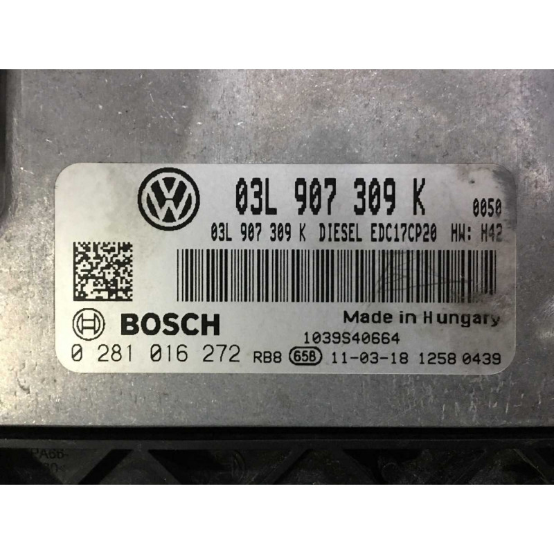 ENGINE ECU BOSCH EDC17CP20-2.7 0281016272 VOLKSWAGEN T5 03L907309K ...