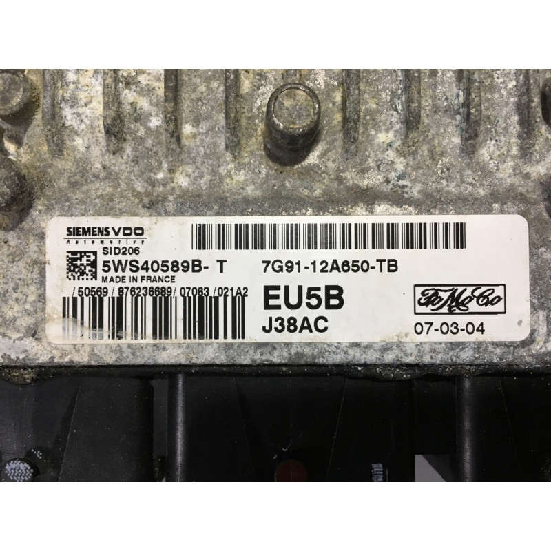 ECU MOTOR SIEMENS VDO SID206 5WS40589B-T FORD 7G91-12A650-TB EU5B