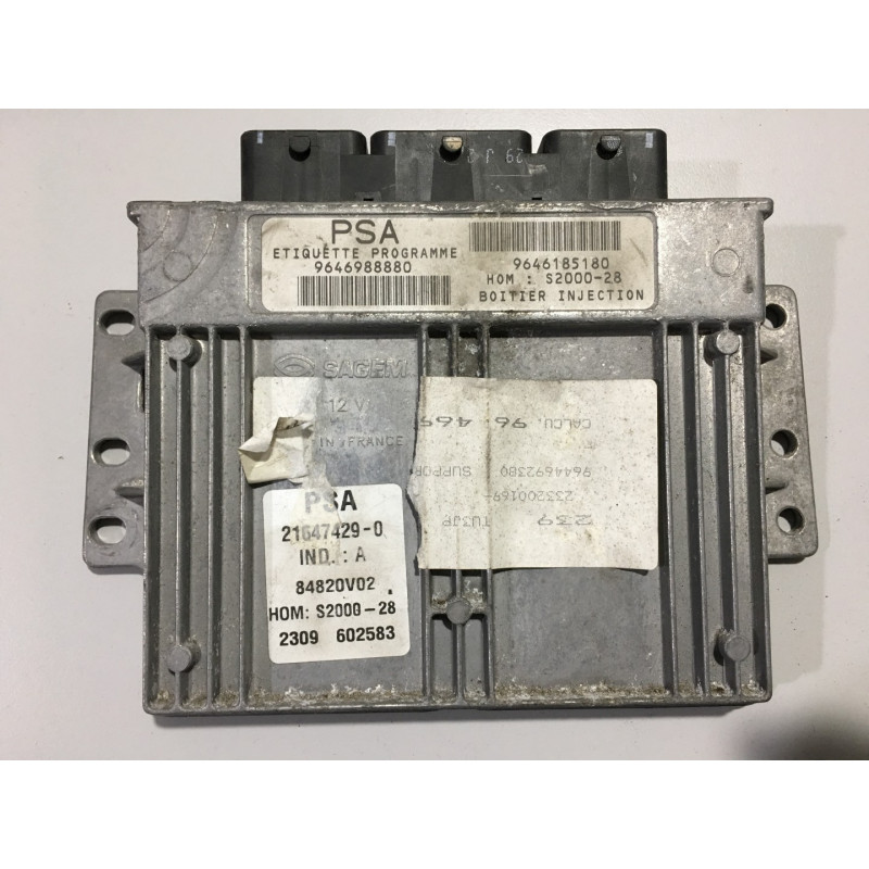 ENGINE ECU SAGEM S2000-28 21647429-0 PSA HW 9646185180 SW 9646988880