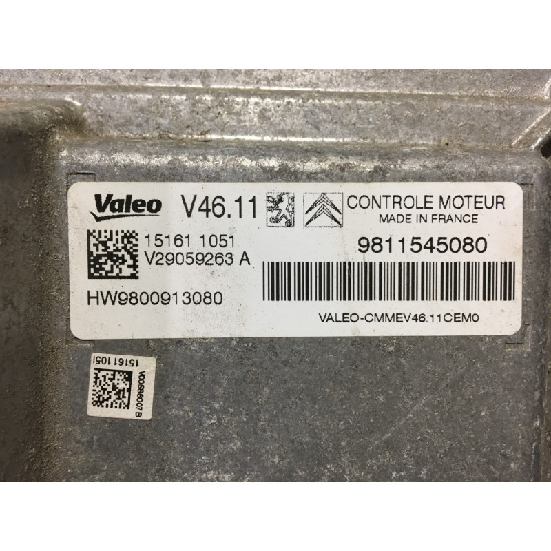 ECU MOTOR VALEO V46.11 V29059263A PSA HW 9800913080 SW 9811545080