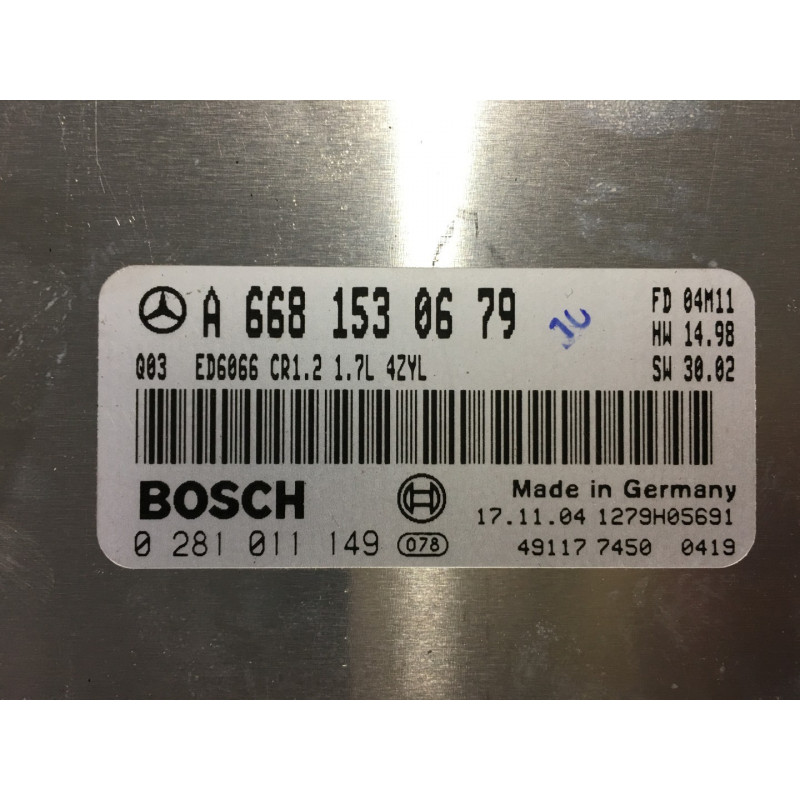 ECU BOSCH EDC15C0-5.14 0281011149 MERCEDES W414 VANEO I 1.7 CDI 67KW ...