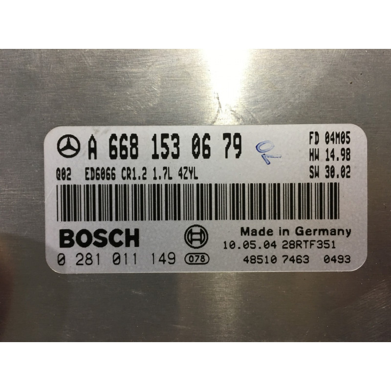 ECU BOSCH EDC15C0-5.14 0281011149 MERCEDES W414 VANEO I 1.7 CDI 67KW ...