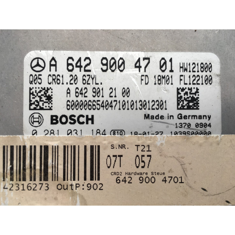 ECU MOTOR BOSCH EDC17CP57-8.20 0281031184 MERCEDES A6429004701