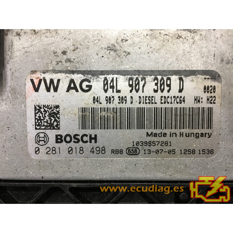 ECU MOTOR BOSCH EDC17C64-2.5 0281018498 SKODA OCTAVIA III (5E) 2.0 TDI ...