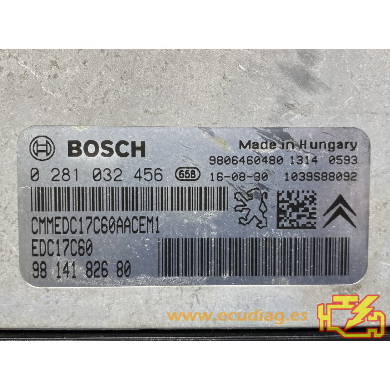 ECU BOSCH EDC17C60-3.10 0281032456 PEUGEOT 208 1.6 HDI 73KW 100CV ...