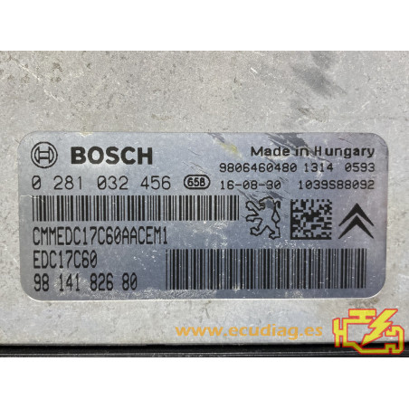 ECU BOSCH EDC17C60-3.10 0281032456 PEUGEOT 208 1.6 HDI 73KW 100CV ...