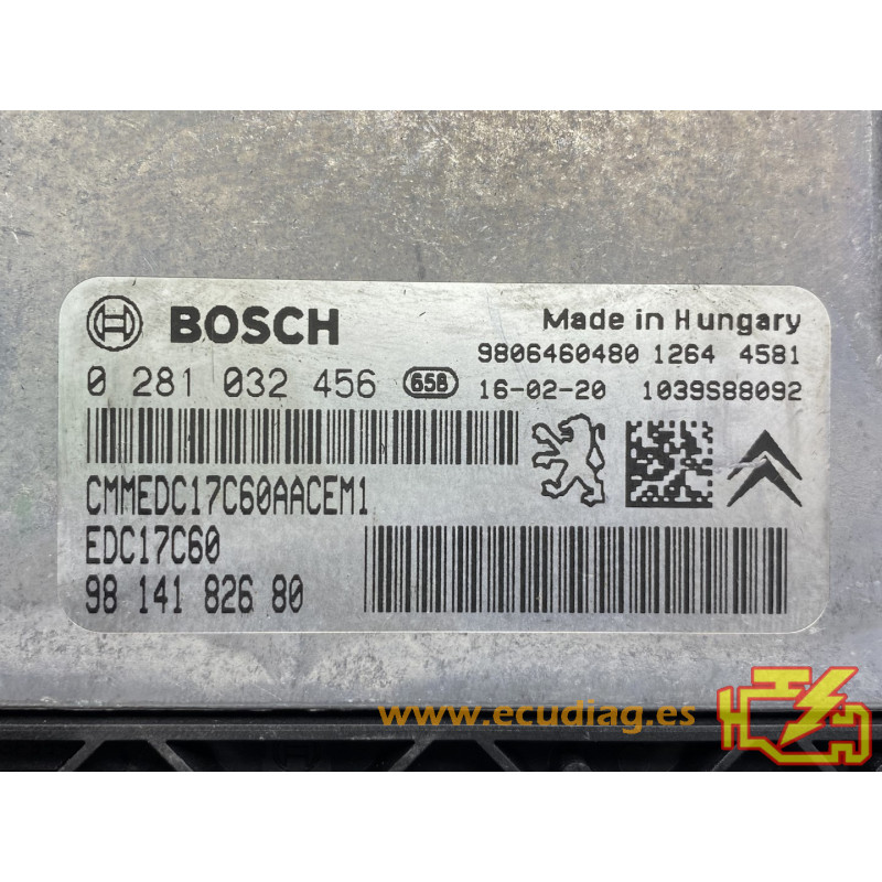 ECU BOSCH EDC17C60-3.10 0281032456 CITROEN C4 1.6 HDI 88KW 120HP ...