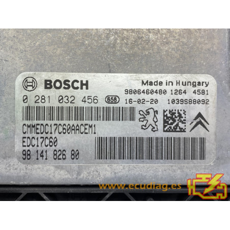 ECU BOSCH EDC17C60-3.10 0281032456 CITROEN C4 1.6 HDI 88KW 120CV ...