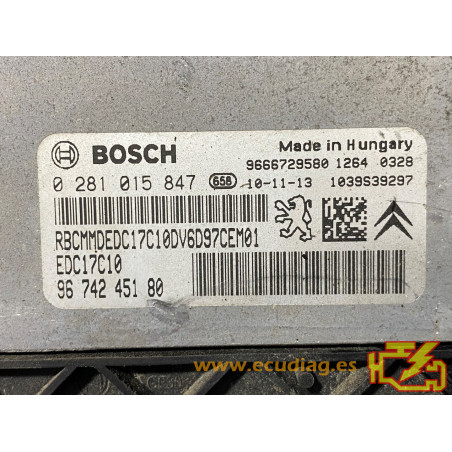 ECU BOSCH EDC17C10-5.10 0281015847 PEUGEOT 207 I (A7) 1.6 HDI 68KW 92CV ...