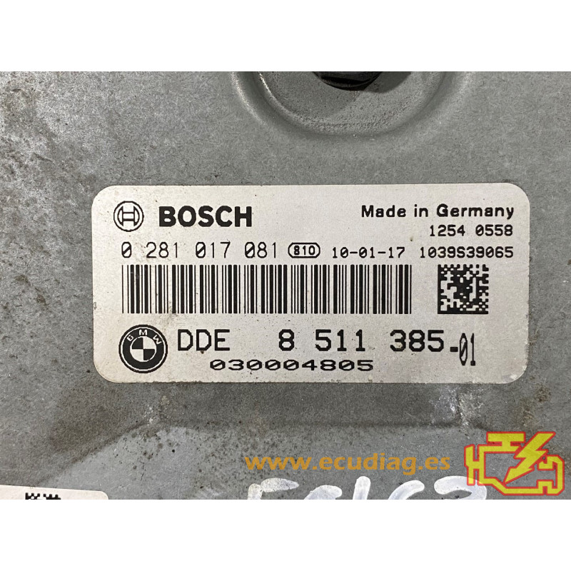 ECU BOSCH EDC17CP45-2.41 0281017081 BMW F10 530D VI 3.0D 180KW 245CV N57D30A 8511385 SW ...
