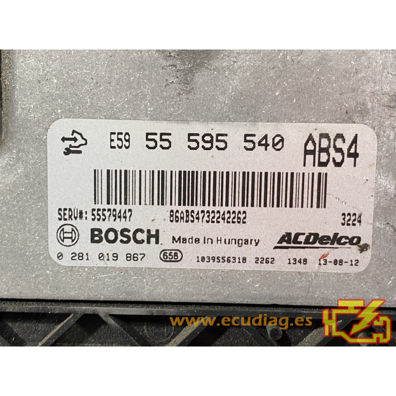 ENGINE ECU BOSCH EDC17C59-1.15 0281019867 ACDELCO E59 OPEL 55595540 ABS4