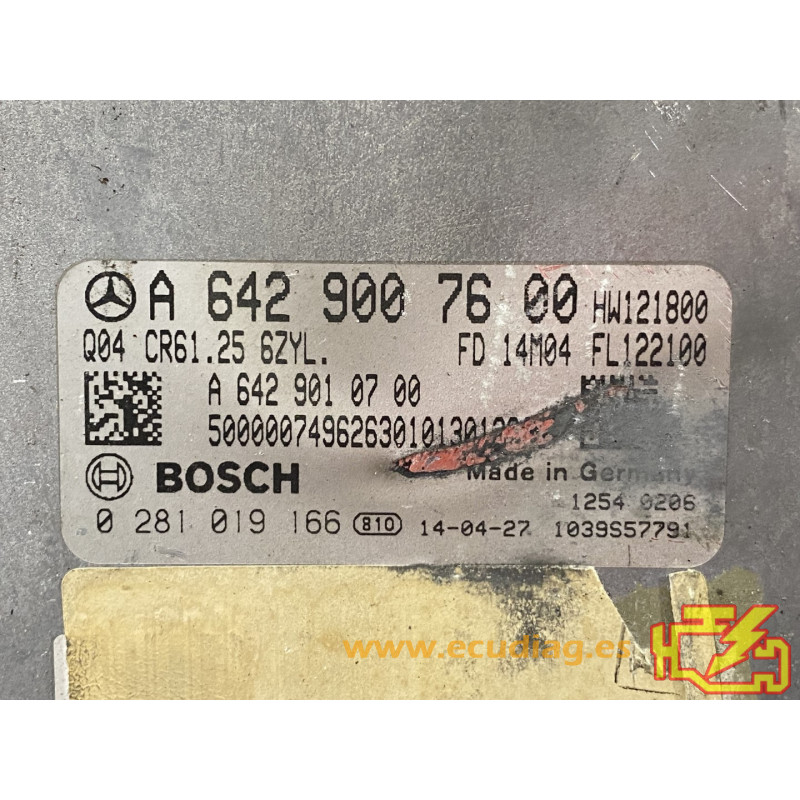 ECU BOSCH EDC17CP57-4.25 0281019166 MERCEDES W222 S350 3.0 CDI 190KW ...