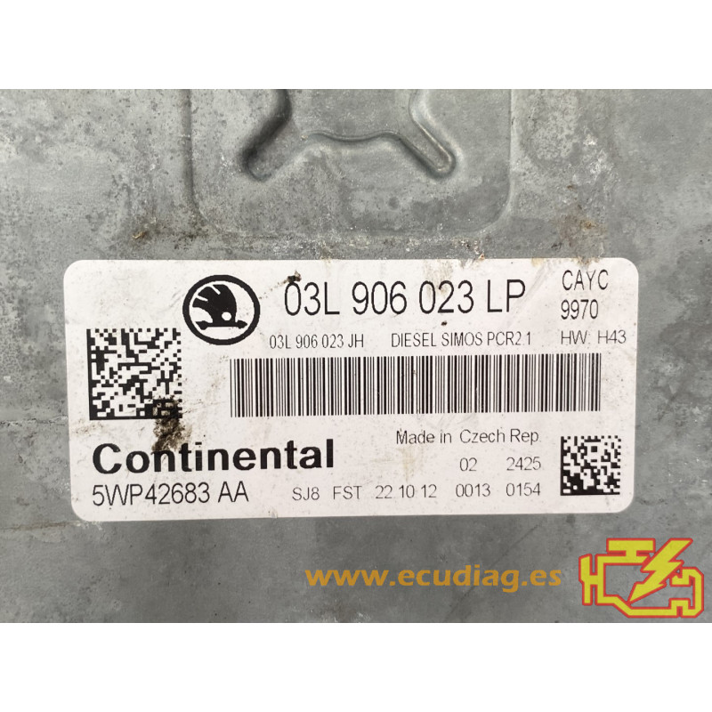 ECU CONTINENTAL SIMOS PCR2.1 5WP42683AA SKODA OCTAVIA II 1.6 TDI 77KW ...