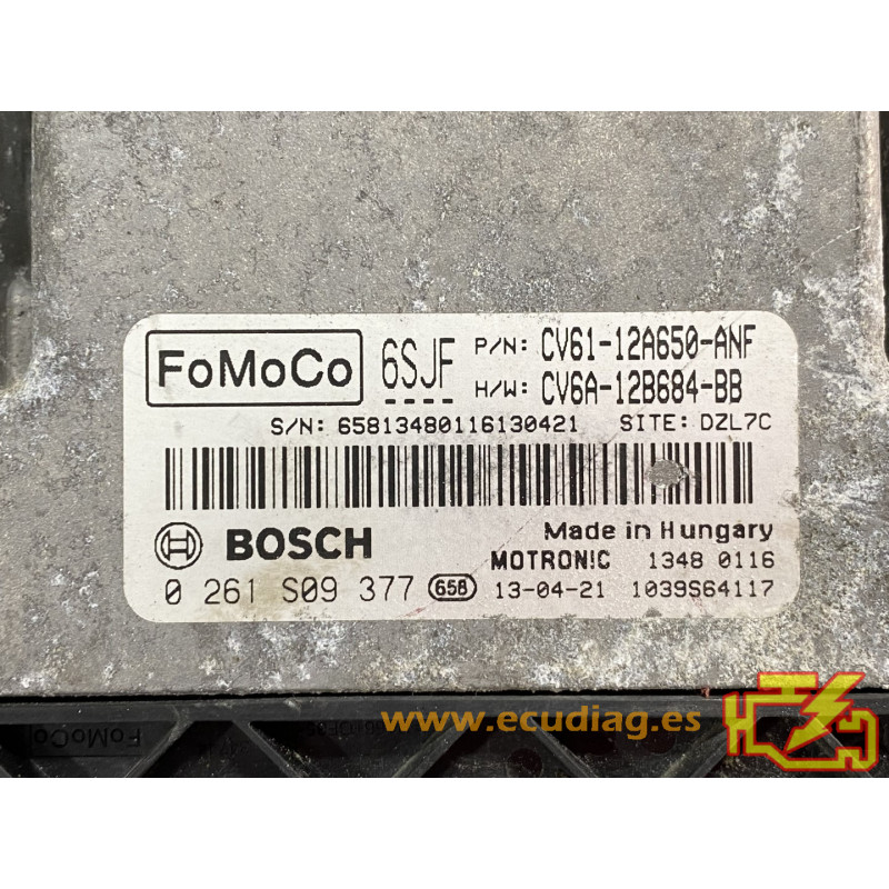 ENGINE ECU BOSCH MED17.0.1 0261S09377 FORD FOCUS III 1.0i ECOBOOST CV61 ...