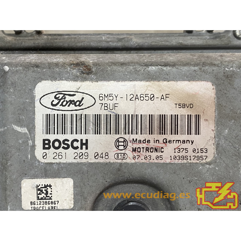 ECU MOTOR BOSCH ME9.0 0261209048 FORD FOCUS II ST 2.5T 6M5Y-12A650-AF