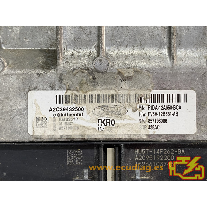ENGINE ECU CONTINENTAL EMS2510 A2C39432500 FORD F1DA-12A650-BCA HW FV6A ...