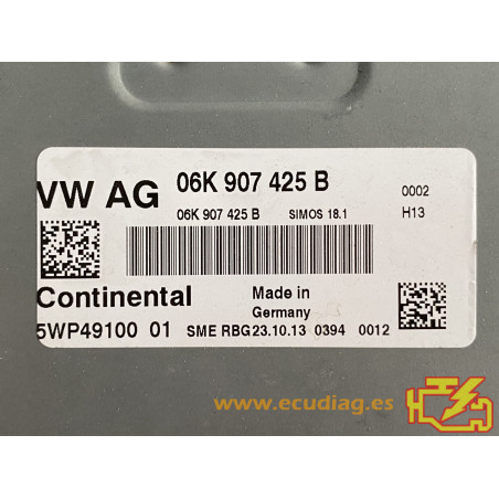 ECU MOTOR CONTINENTAL SIMOS 18.1 5WP49100 VAG 06K907425B