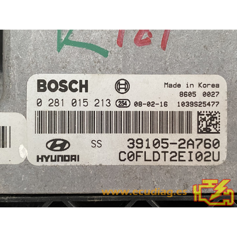 ECU MOTOR BOSCH EDC16C39-5.41 0281015213 HYUNDAI i30 1.6 CRDI 66KW 90CV ...