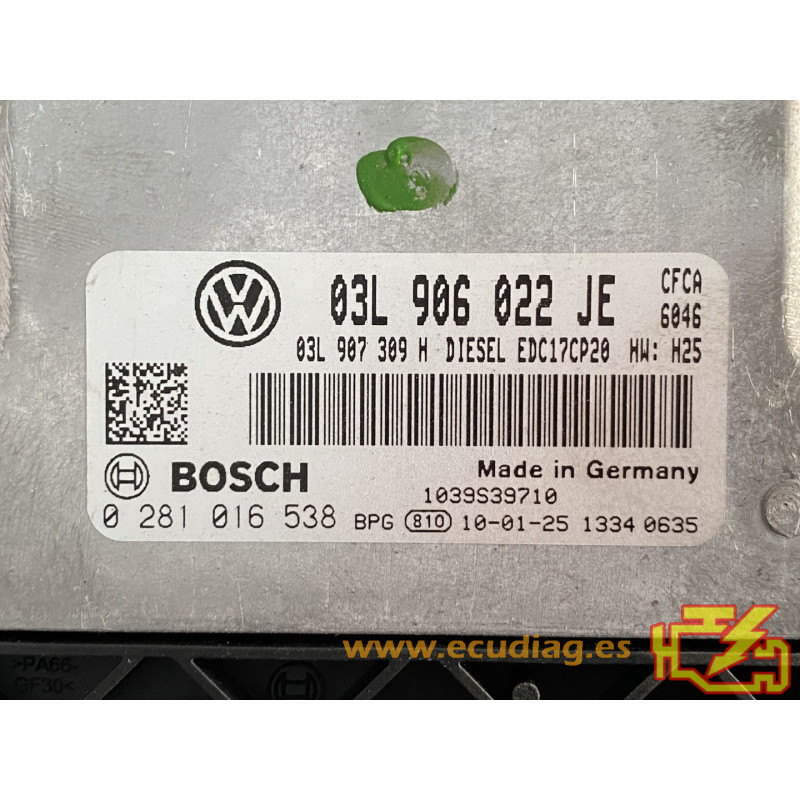 ECU BOSCH EDC17CP20-2.5 0281016538 VW TRANSPORTER V 2.0 TDI 180HP ...