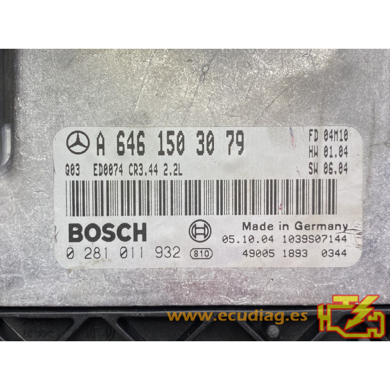 ECU MOTOR BOSCH EDC16C2-7.44 0281011932 MERCEDES CL203 2.2 CDI 110KW ...