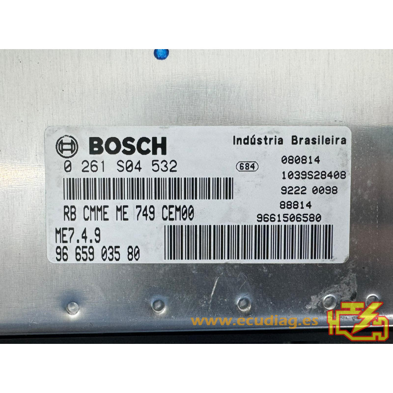 ECU MOTOR BOSCH ME7.4.9 0261S04532 CITROEN C4 1.6i 80KW 110CV 9665903580 - CON INMOVILIZADOR ...