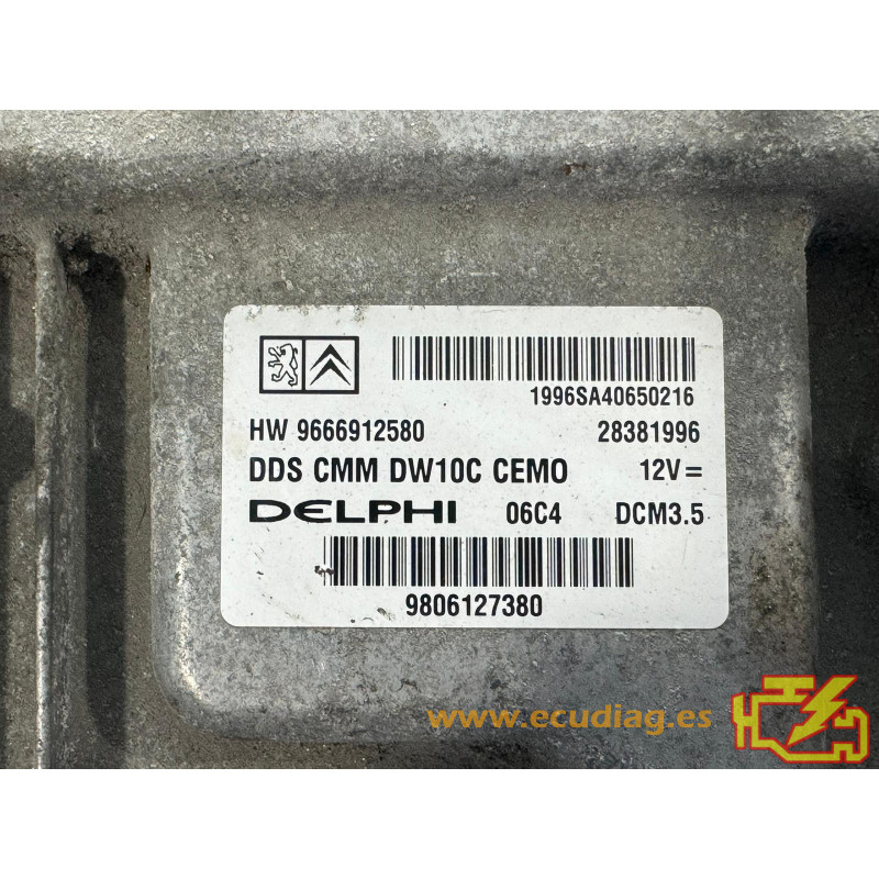 ECU MOTOR DELPHI DCM3.5 28381996 PSA HW 9666912580 9806127380