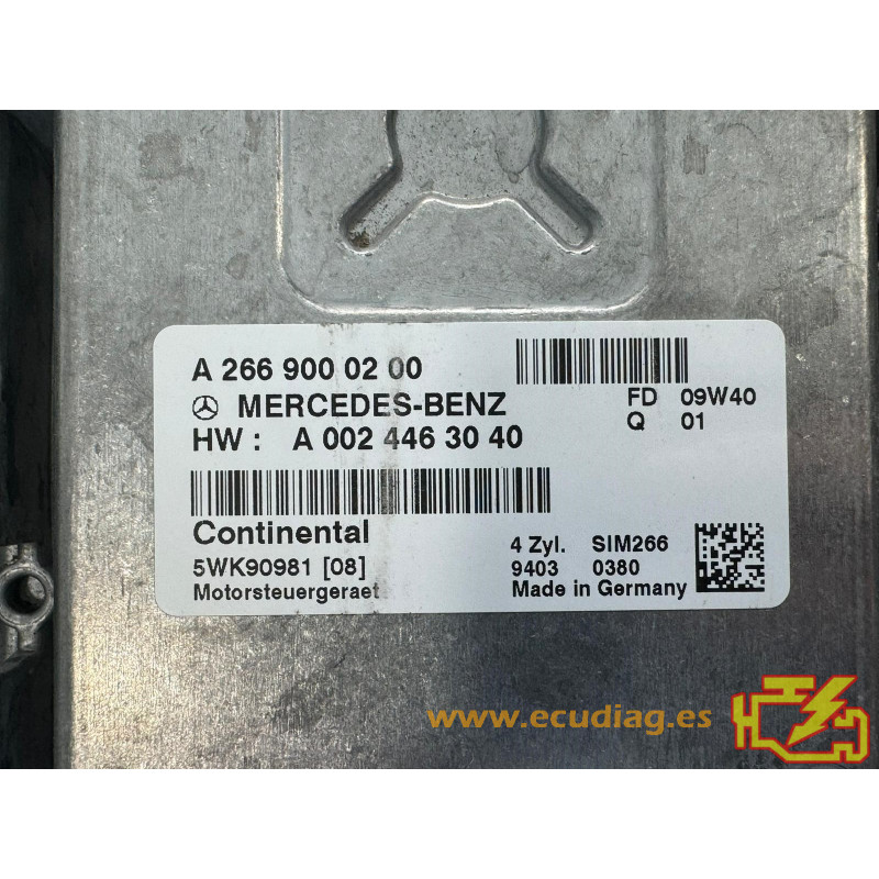 ENGINE ECU CONTINENTAL SIM266 5WK90981 MERCEDES W245 A2669000200 HW ...