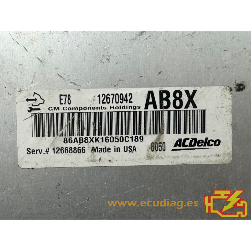 DELPHI ACDELCO E78 12668866 OPEL ADAM I 1.4i 64KW 87CV B14XEL 12670942 ...