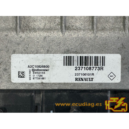 ECU CONTINENTAL EMS3155 A2C10826800 RENAULT KADJAR 1.3i 237106101R ...