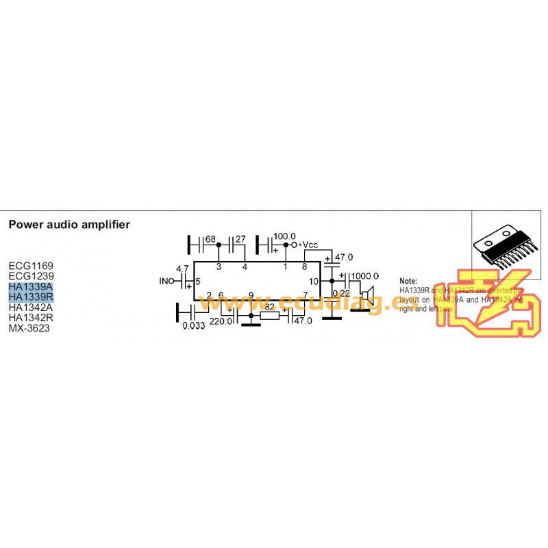 INTEGRADO HITACHI HA1339A (AMPLIFICADOR AUDIO)