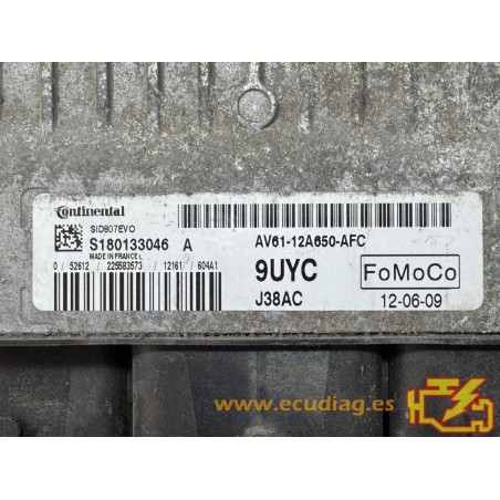 ECU CONTINENTAL SID807EVO S180133046A FORD CMAX II 1.6 TDCI 85KW 115HP ...