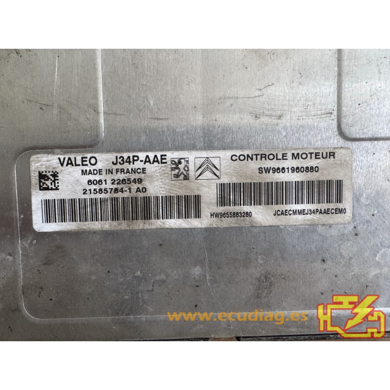 ENGINE ECU VALEO J34P-AAE 21585784-1A0 PSA HW 9655883280 SW 9661960880