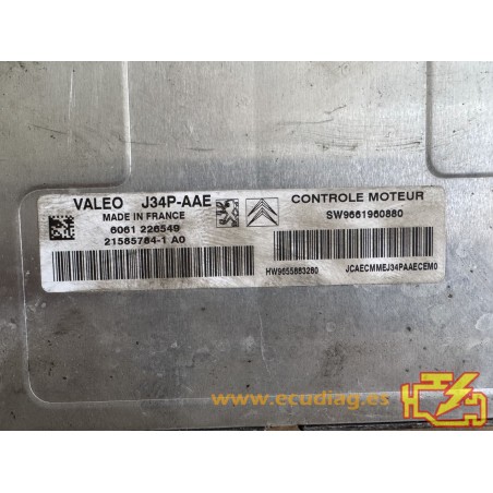 ECU MOTOR VALEO J34P-AAE 21585784-1A0 PSA HW 9655883280 SW 9661960880