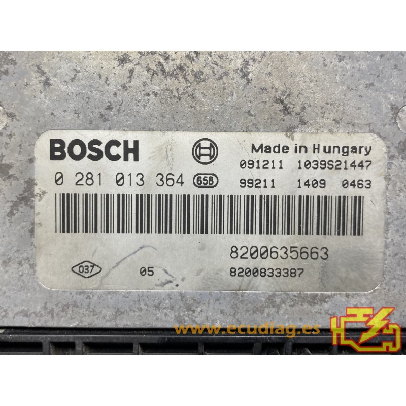 ENGINE ECU BOSCH EDC16C36-3.2 0281013364 RENAULT G. SCENIC II 1.9 DCI ...