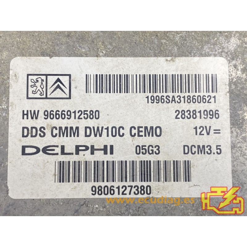ECU MOTOR DELPHI DCM3.5 28381996 PSA HW 9666912580 9806127380